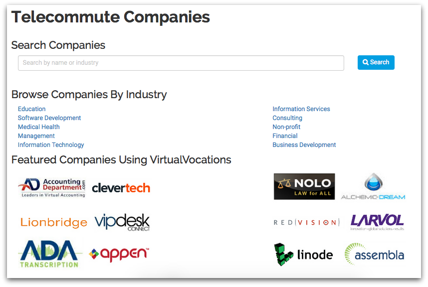 Using the Telecommute Companies Database - Remote Work From Home Job ...